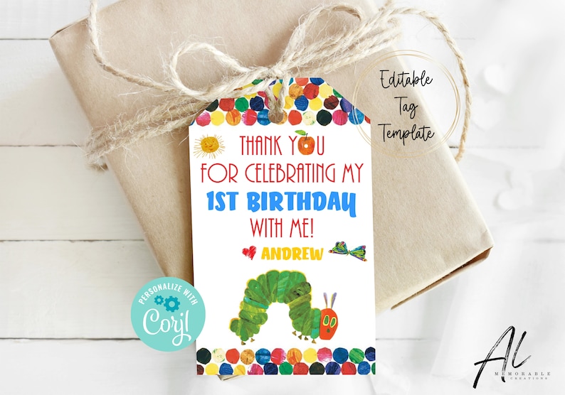 Very Hungry Caterpillar Printable Tags, Edit Yourself Hungry ...
