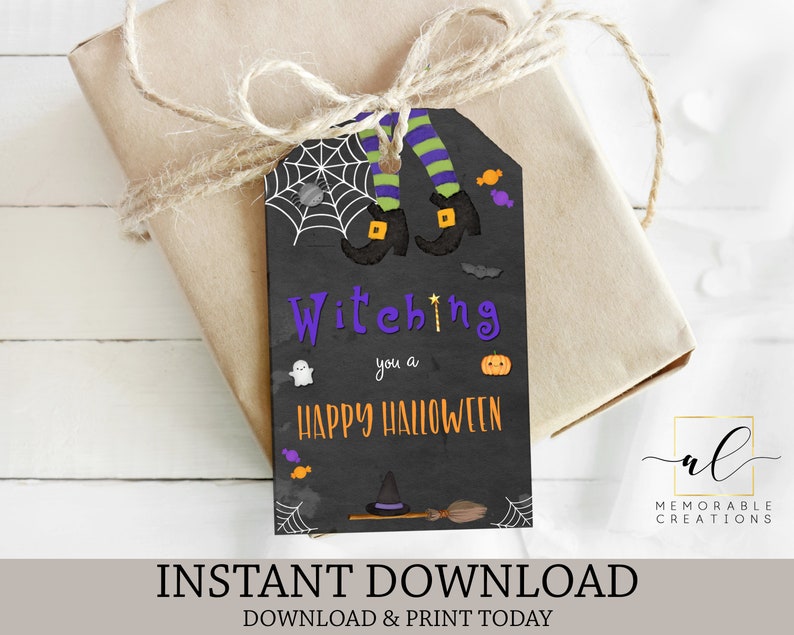 Witch Halloween Tags, Halloween Treat Tag, Witch Gift Tags, Printable ...