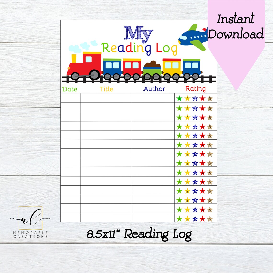 Transportation Reading Log Train Plane Car Reading Journal - Etsy