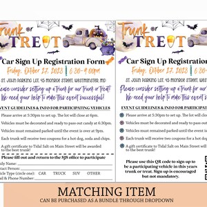 Personalized Trunk or Treat Flyer, School Halloween Event, Trunk or ...