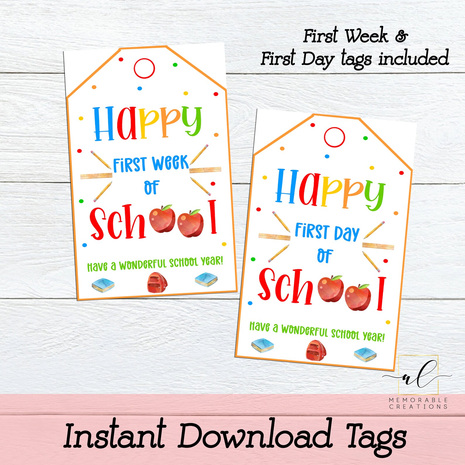 Back to School Gift Tags Happy First Day of School Tag - Etsy