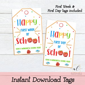 Back to School Gift Tags, Happy First Day of School Tag, Teacher Gift ...