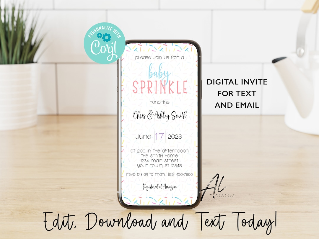 Baby Sprinkle Electronic Invitation, Edit Yourself Gender Neutral Baby ...