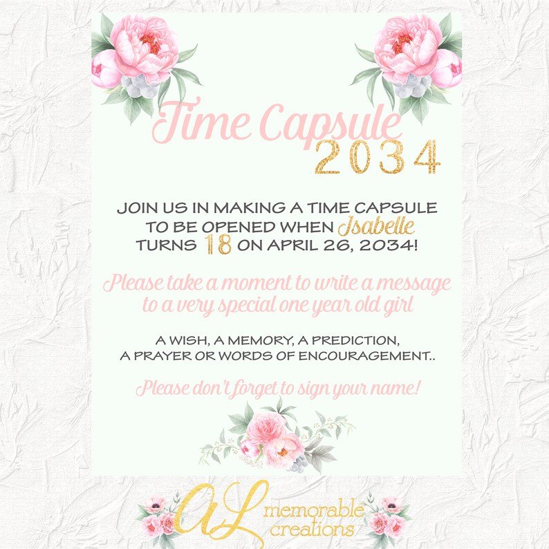 Floral Time Capsule First Birthday Time Capsule Time - Etsy