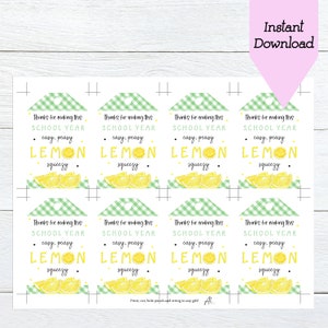 Teacher Appreciation Tags, Easy Peasy Lemon Squeezy Tag, End of School ...