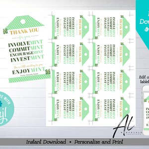 Mint Teacher Appreciation Printable Gift Tag, Editable End of School ...