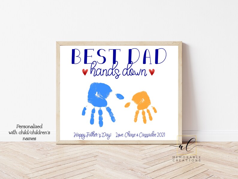 Best Dad Hands Down Sign Handprint Kids Craft Best Dad Hands - Etsy