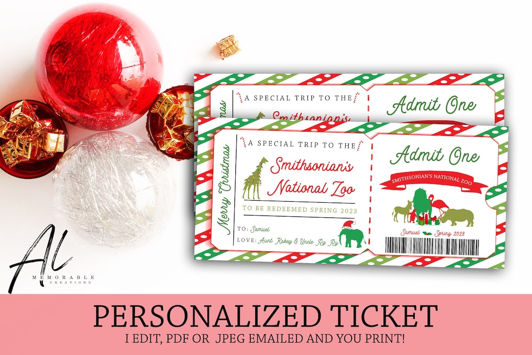 Personalized Zoo Gift Ticket, Christmas Zoo Gift Certificate, Zoo ...