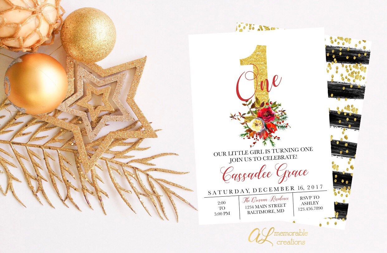 Red Floral First Birthday Sign Red and Gold Floral Birthday | Etsy