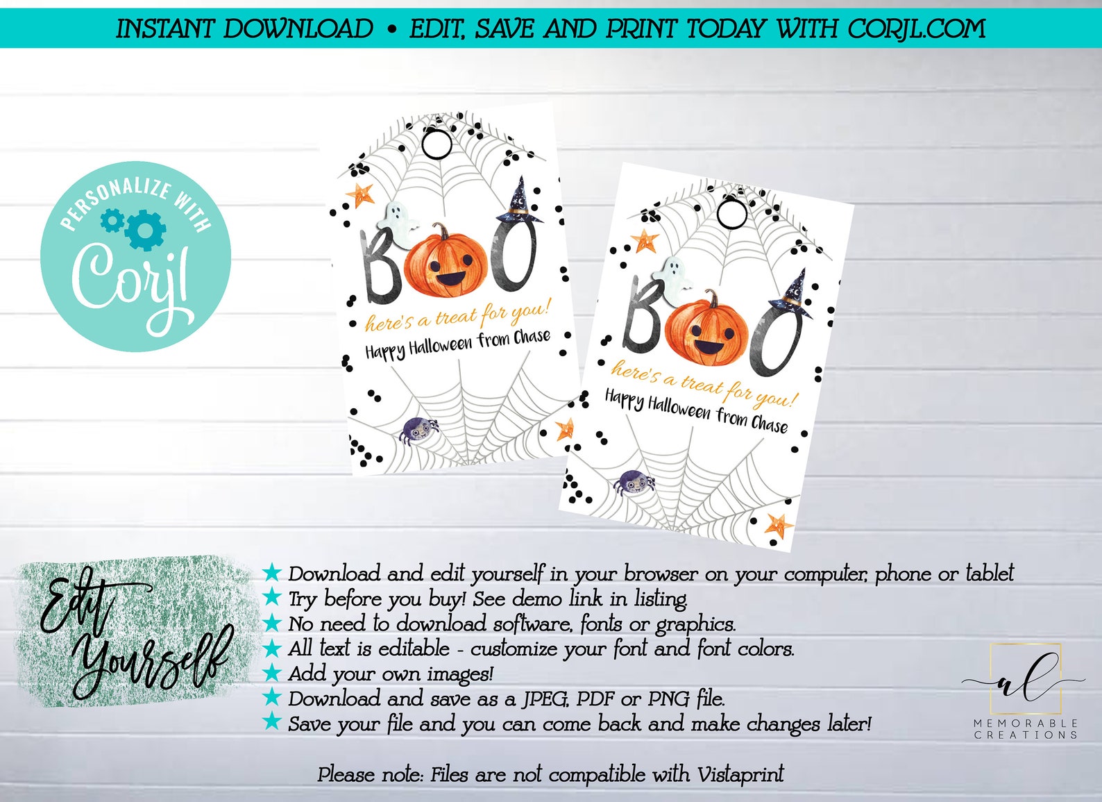 Boo Halloween Printable Tags, Edit Yourself Halloween Gift Tags ...