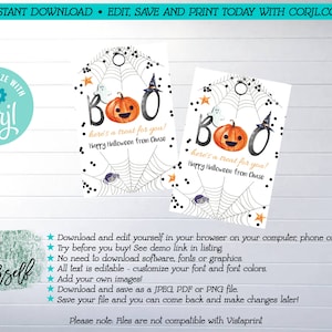 Boo Halloween Printable Tags, Edit Yourself Halloween Gift Tags ...