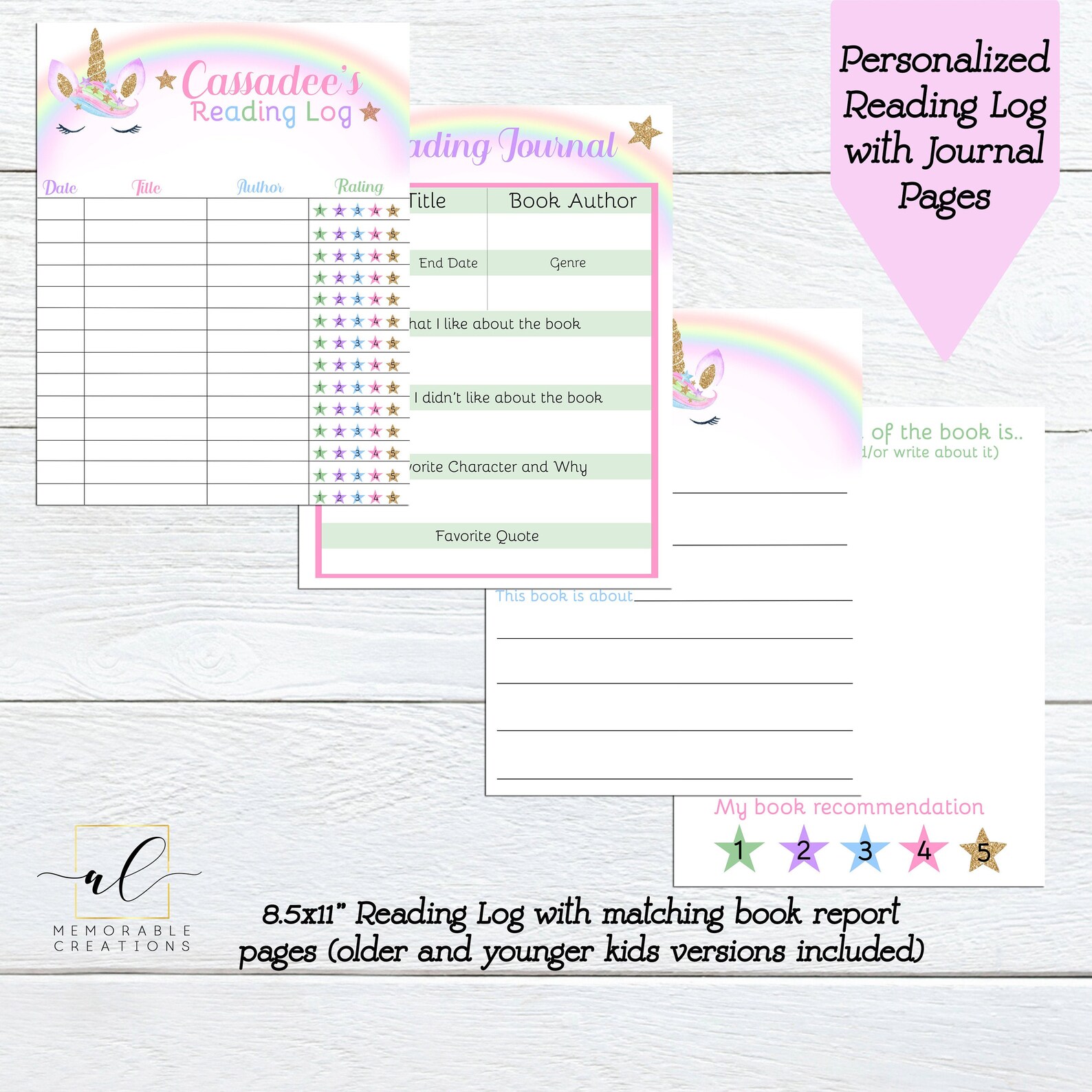 Personalized Unicorn Reading Log Unicorn Reading Journal - Etsy