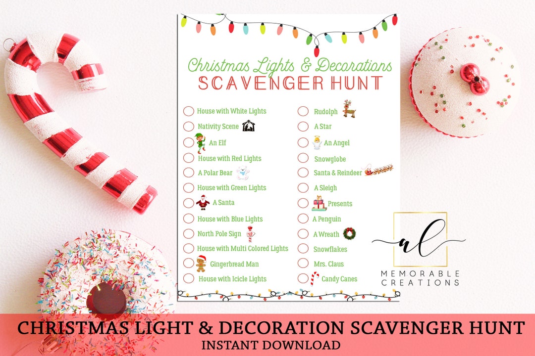 Christmas Lights Scavenger Hunt Printable, Christmas Decoration ...