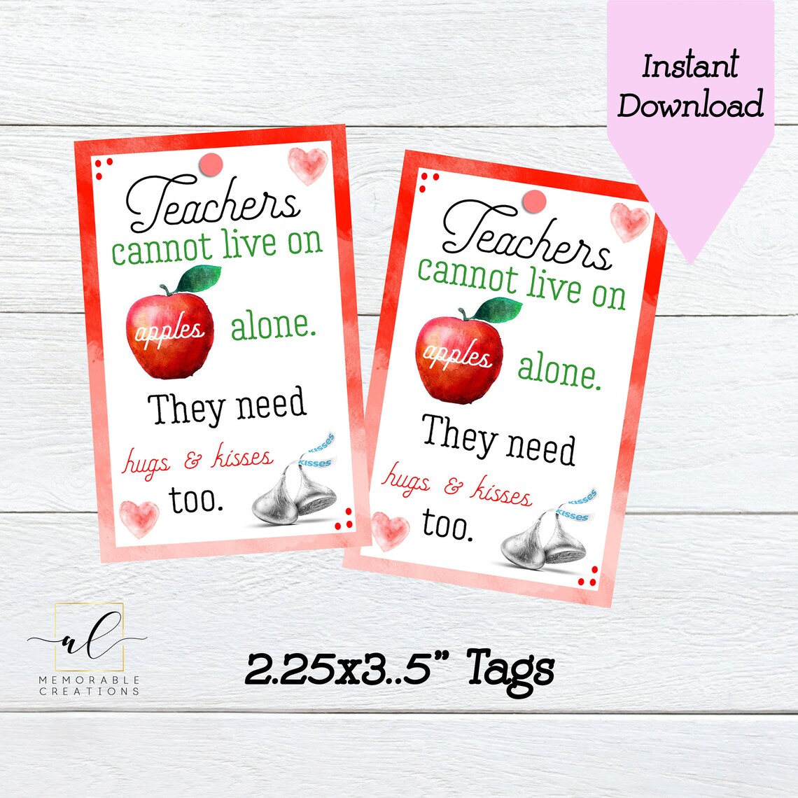 Teacher Appreciation Tags Valentine Tag Hershey Kiss Tag - Etsy
