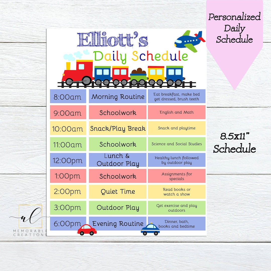 Personalized Transportation Daily Schedule, Train Daily Planner, Daily ...