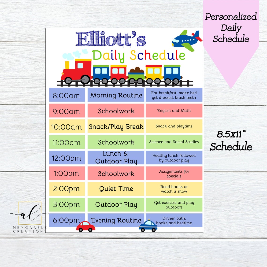 Personalized Transportation Daily Schedule Train Daily - Etsy