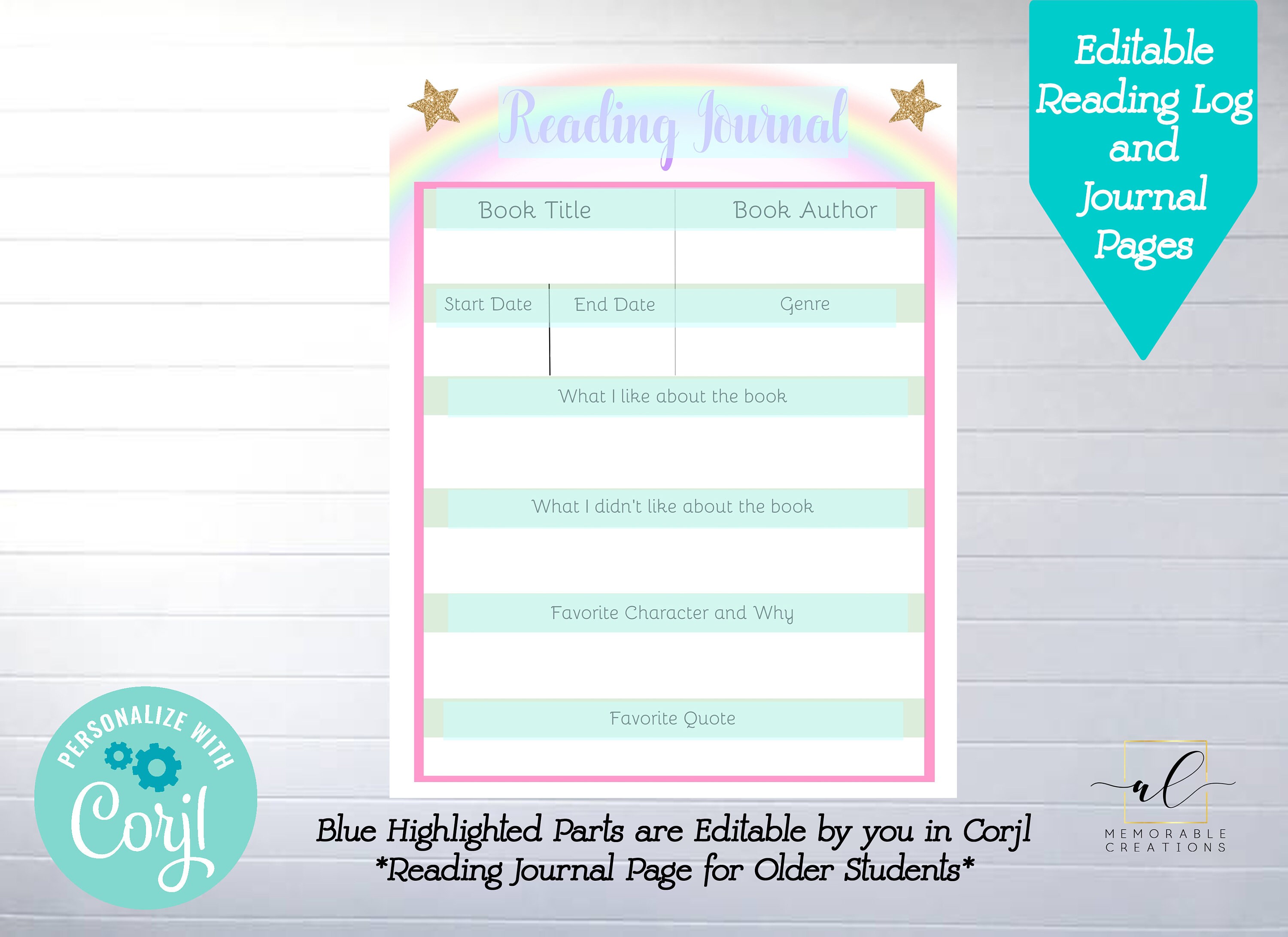 Editable Unicorn Reading Log Edit Yourself Unicorn Reading | Etsy