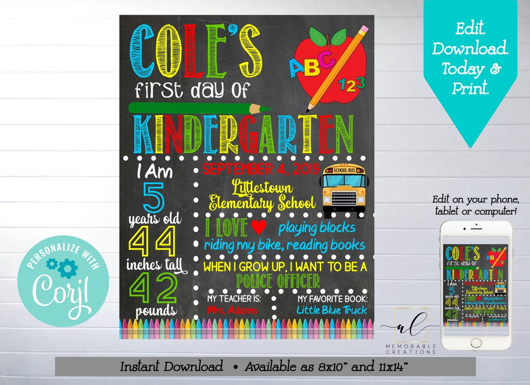 First Day of School Sign Editable, Edit Yourself First Day of School ...