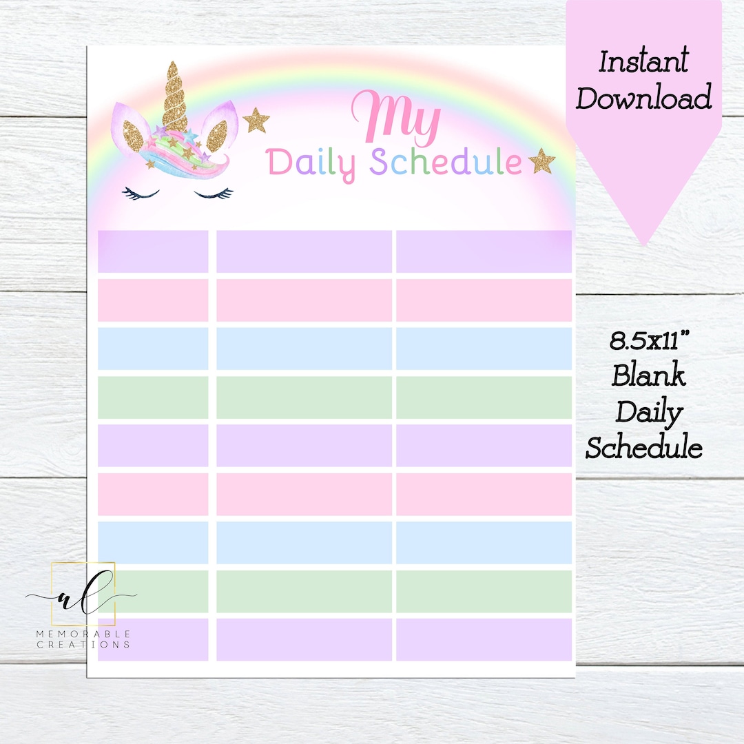 Unicorn Daily Planner, Unicorn Daily Schedule, Instant Download Daily ...