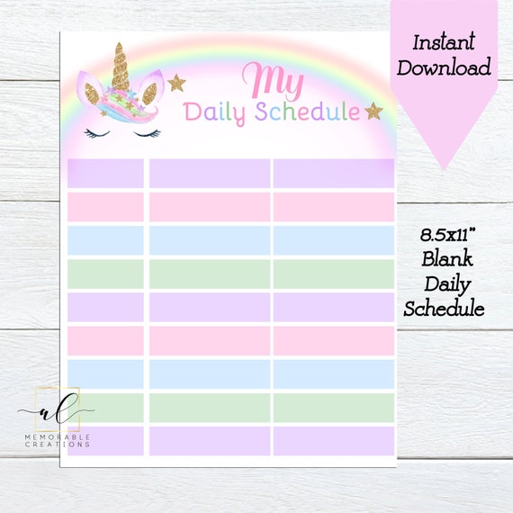 Unicorn Daily Planner Unicorn Daily Schedule Instant | Etsy