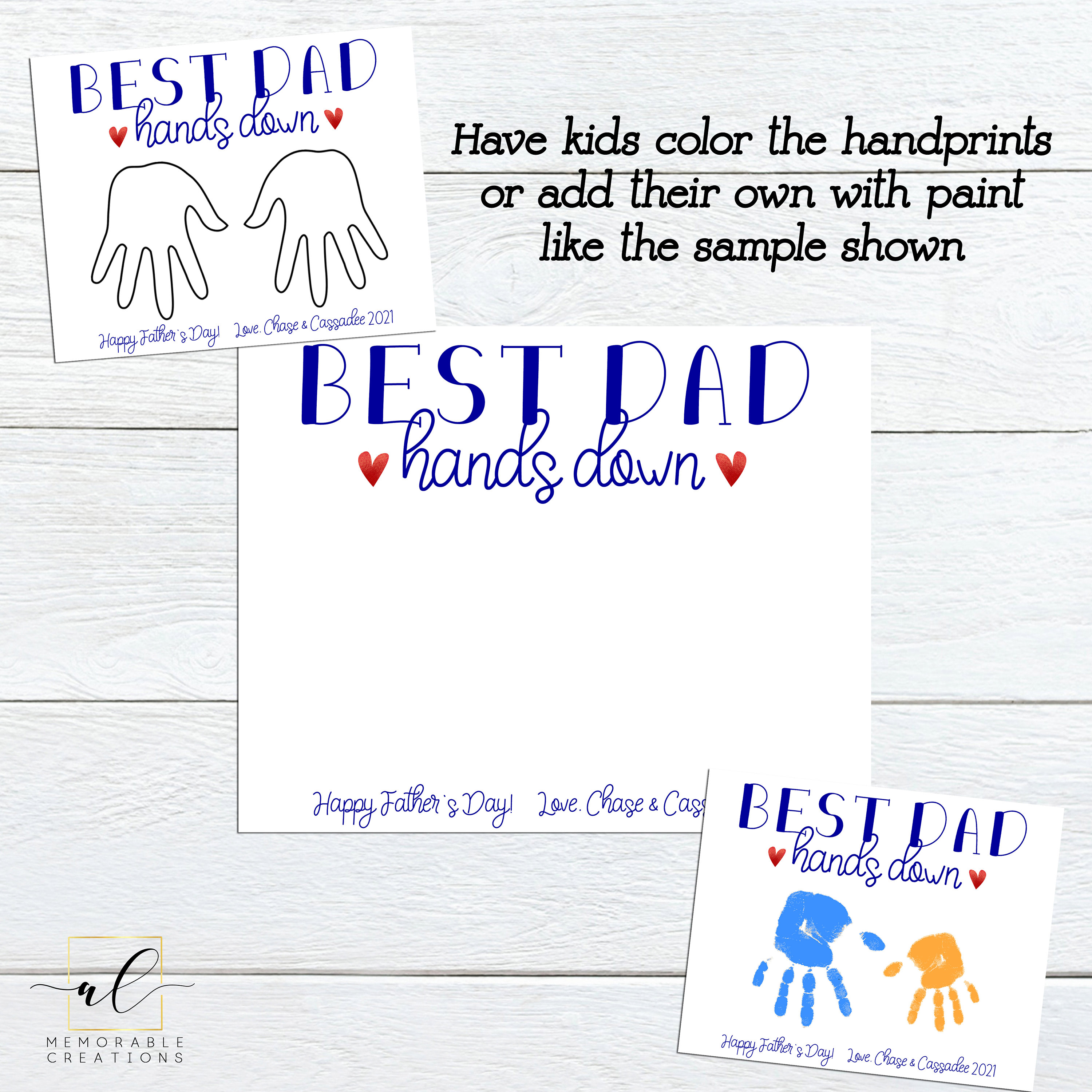 Best Dad Hands Down Sign Handprint Kids Craft Best Dad Hands - Etsy