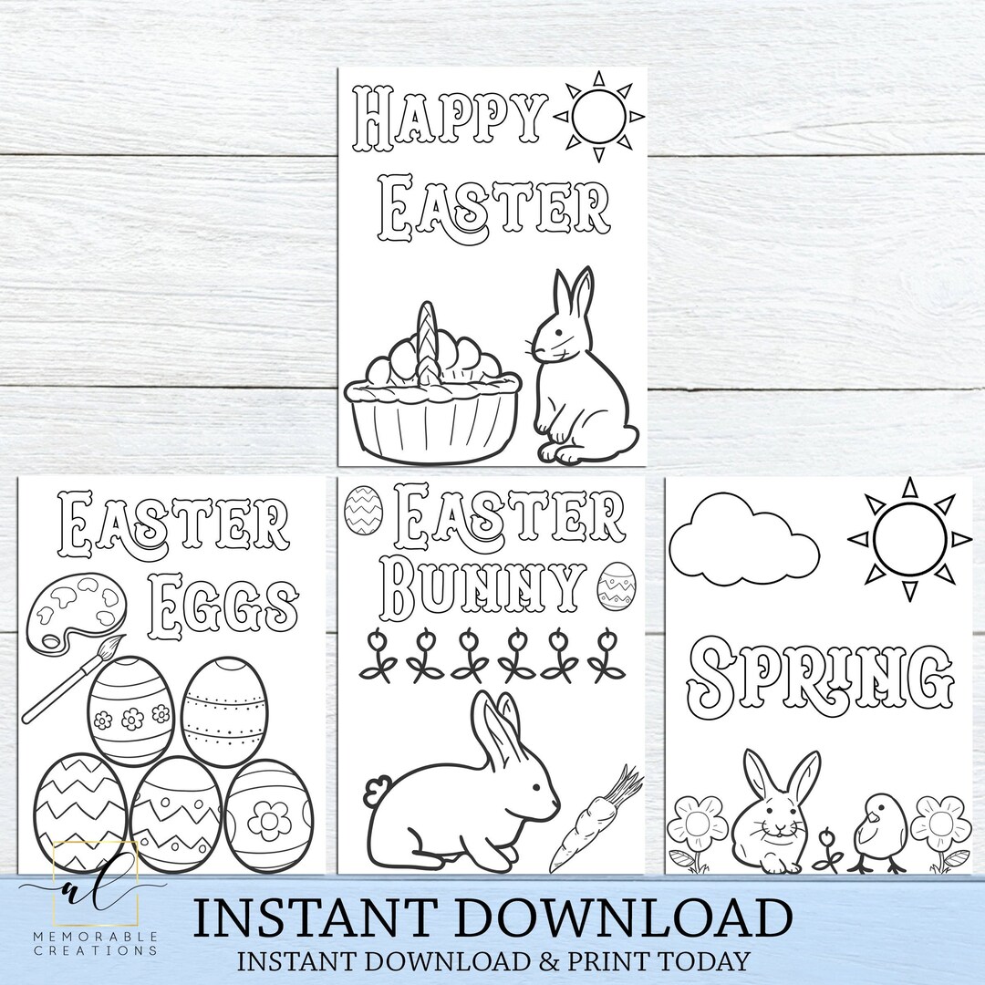 Easter Printable Coloring Sheets, Kids Easter Activity, Easter Bunny ...