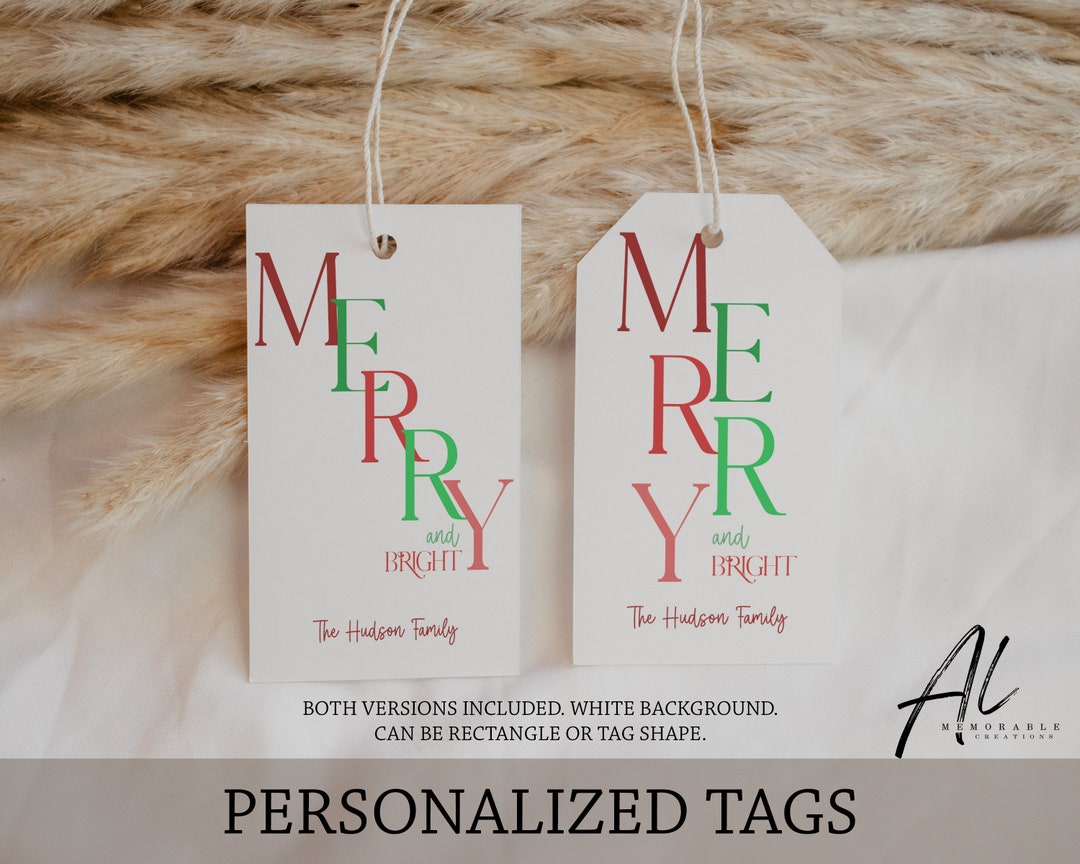 Personalized Merry and Bright Christmas Tags, Christmas Gift Tags ...
