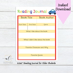 Transportation Reading Log, Train Plane Car Reading Journal Bundle ...
