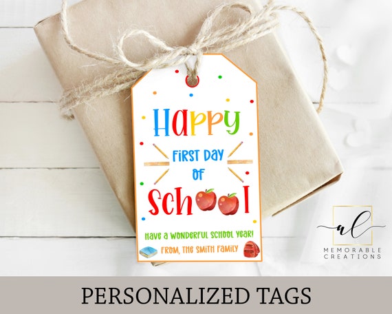 Back to School Gift Tags Happy First Day of School Tag - Etsy