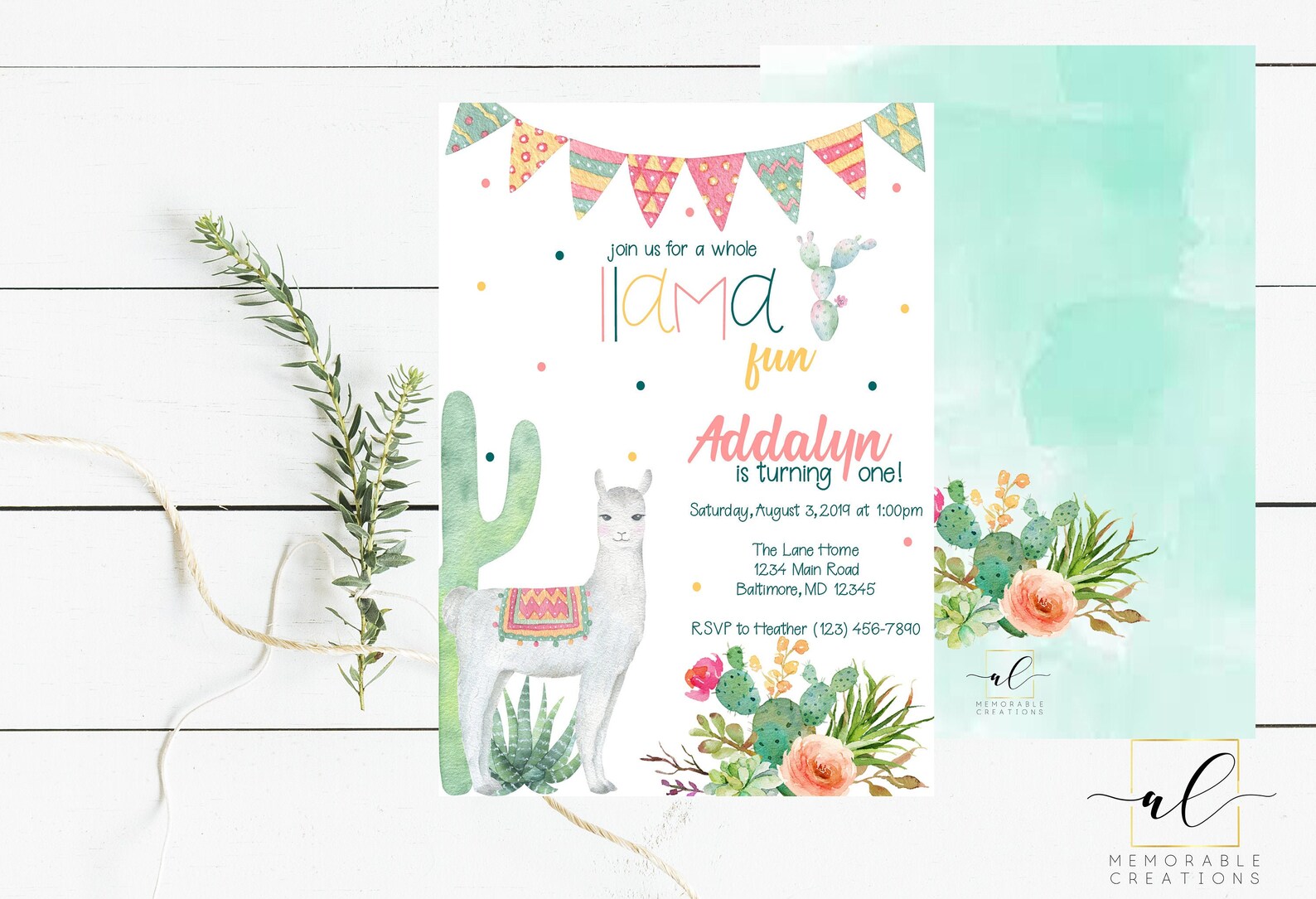 Watercolor Llama Birthday Invitation, Girl Llama Birthday, Llama ...