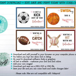 Sports Valentine Printable Cards, Editable Sports Balls Valentines ...