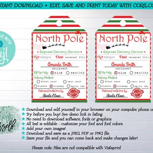 North Pole Delivery Printable Tags, Edit Yourself North Pole Tags ...