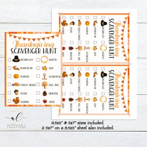 Thanksgiving Scavenger Hunt Printable Game, Kids Thanksgiving Activity ...