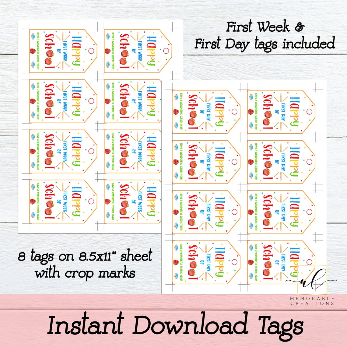 Back to School Gift Tags Happy First Day of School Tag - Etsy