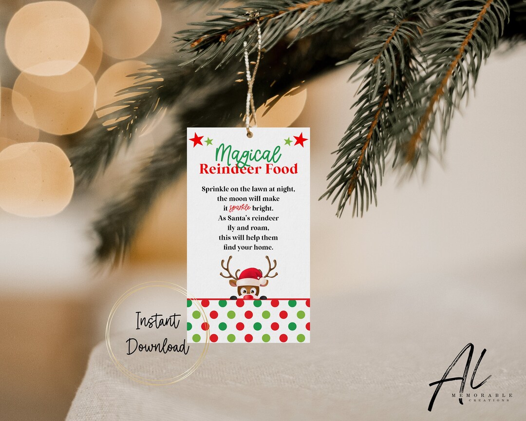 Magical Reindeer Food Tag Printable, Magic Reindeer Food, Christmas ...