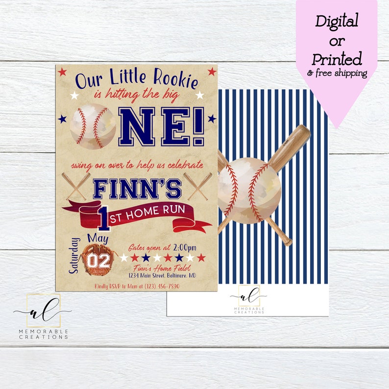 Baseball 1st Birthday Invitation Baseball Birthday Party - Etsy