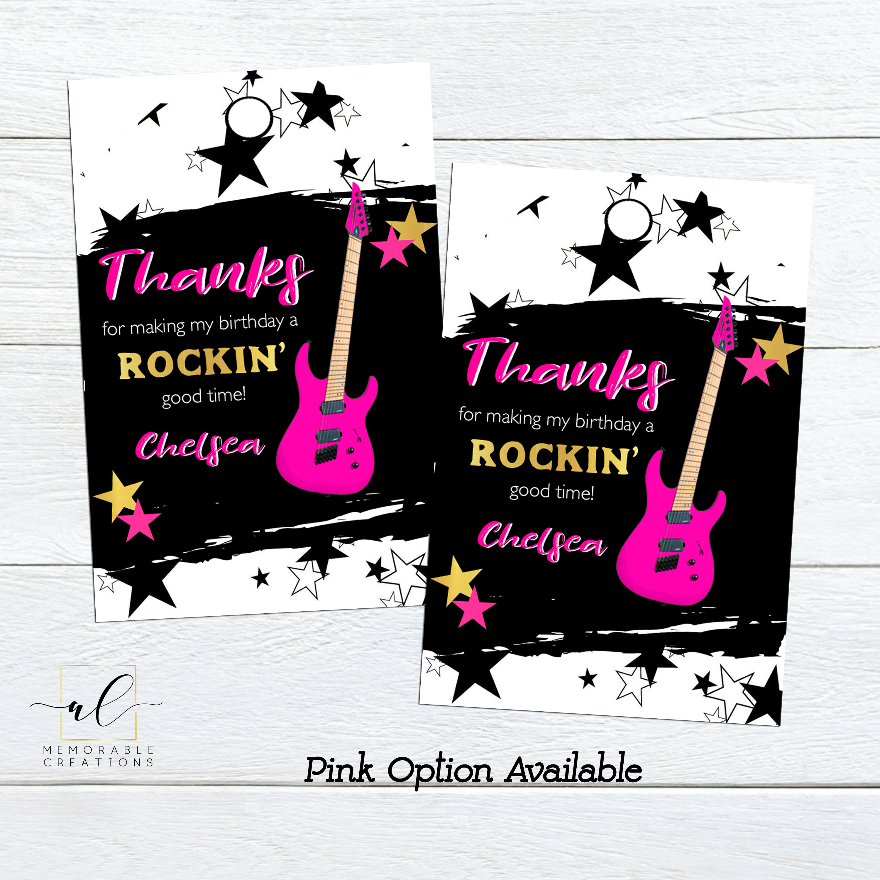 Rock and Roll Party Thank You Tags, Red Guitar Thank You Favor Tags ...