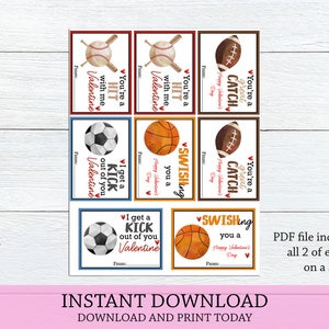 Sports Valentine Cards, Kids Valentine Cards, Printable School ...