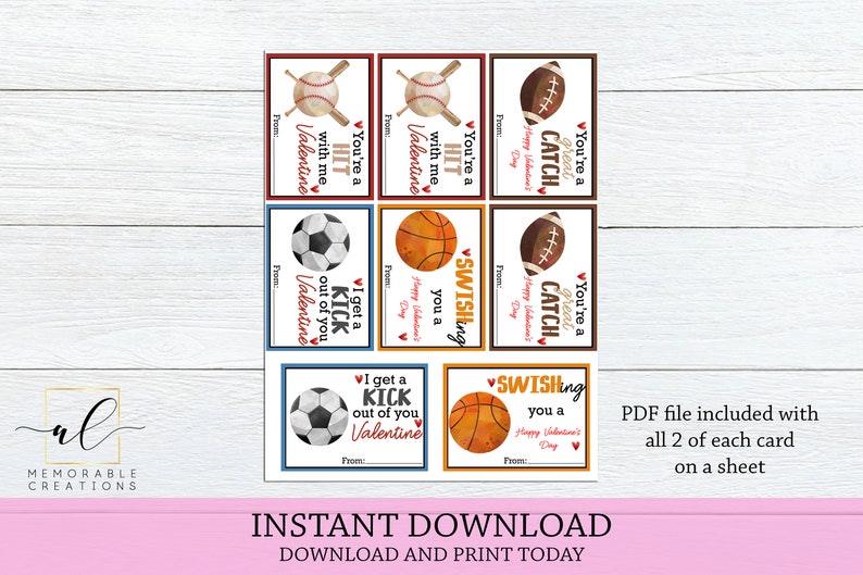 Sports Valentine Cards, Kids Valentine Cards, Printable School ...