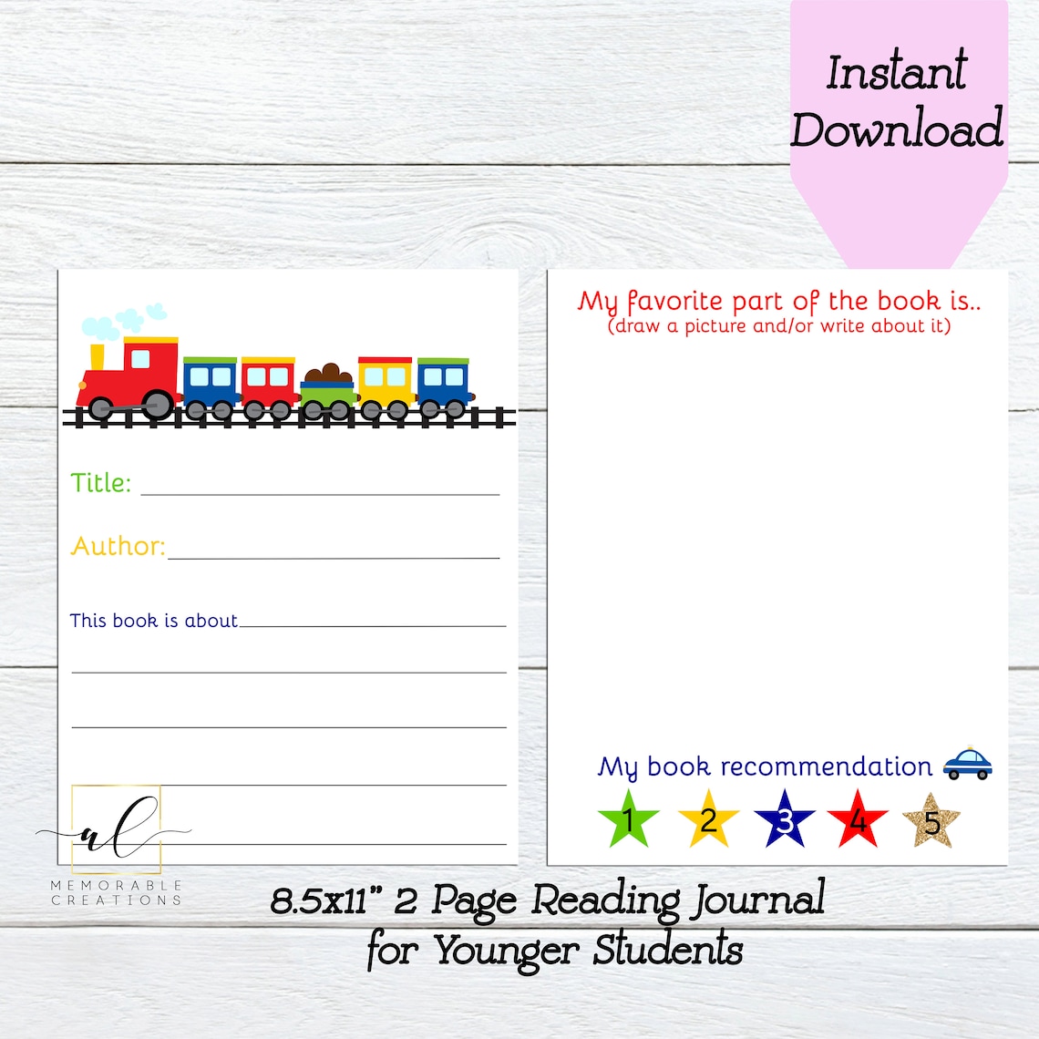 Transportation Reading Log, Train Plane Car Reading Journal Bundle ...