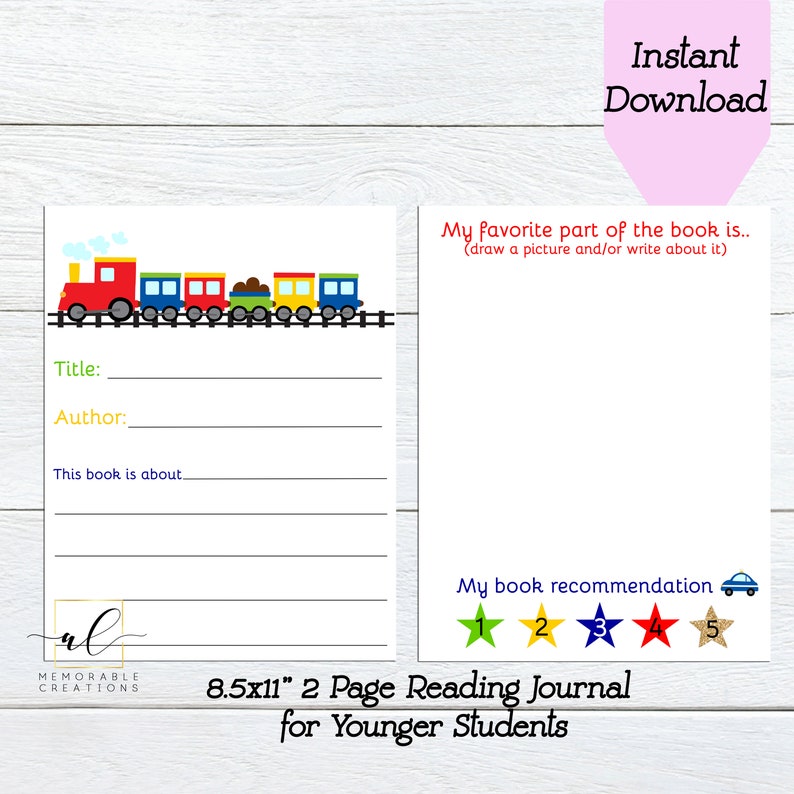 Transportation Reading Log, Train Plane Car Reading Journal Bundle ...