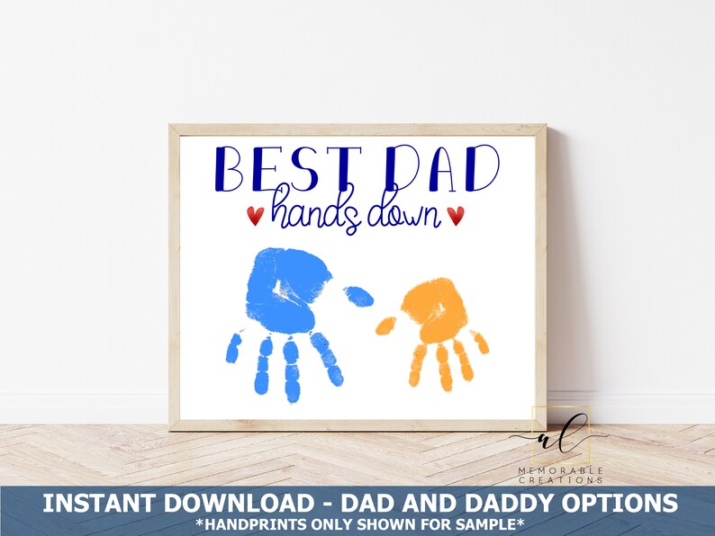 Best Dad Hands Down Sign Handprint Gift for Dad Father's - Etsy