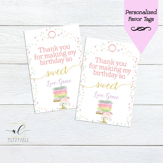 Birthday Cake Birthday Favor Tags Cake Favor Tags Girl - Etsy