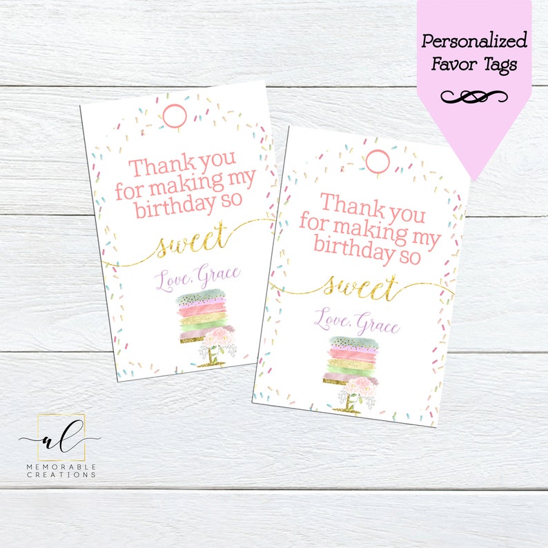 Birthday Cake Birthday Favor Tags Cake Favor Tags Girl - Etsy
