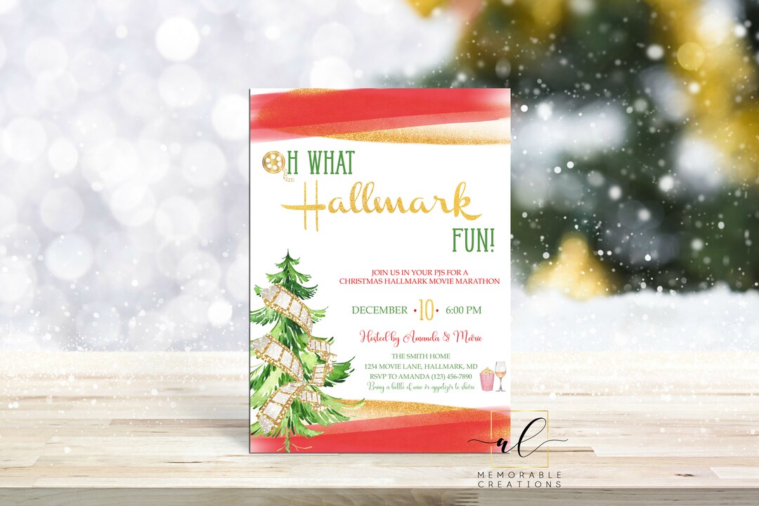 Hallmark Movie Night Invitation, Christmas Movie Night Invite ...