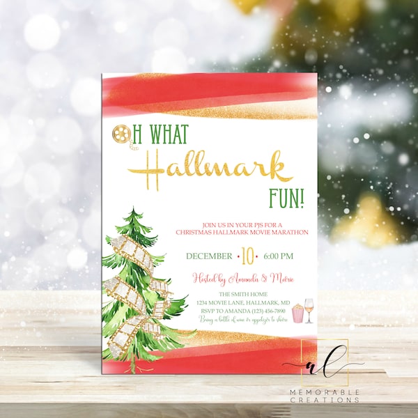 Christmas Pajama Movie Party Invitation - Etsy