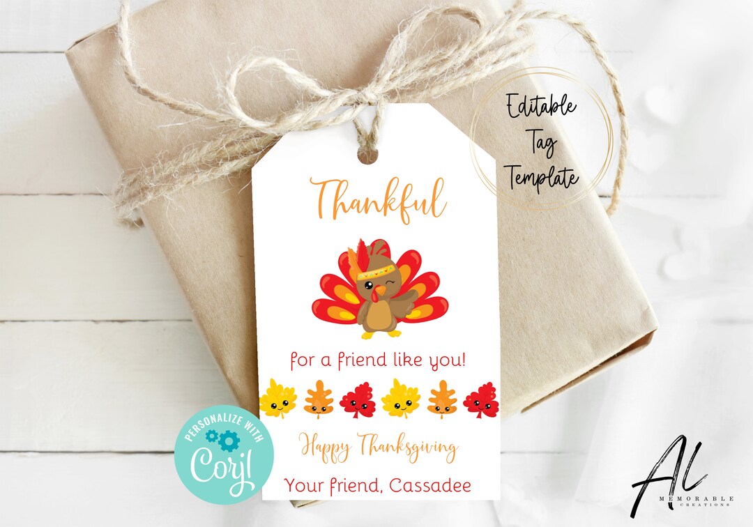 Kids Thanksgiving Printable Tags, Edit Yourself Thanksgiving Tags ...