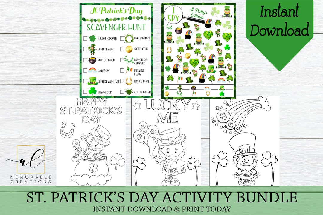 Printable St. Patrick's Day Activity Bundle, Kids St Pattys Day ...