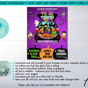 Editable Trunk or Treat Flyer, Printable Halloween Invitation, Instant ...
