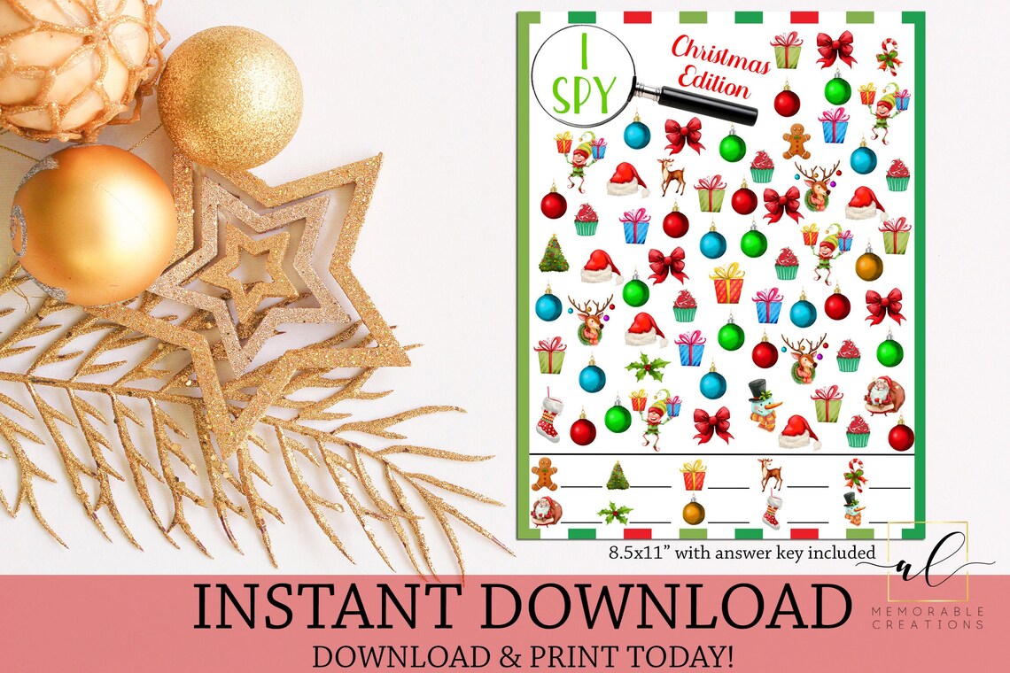 Christmas I Spy Printable Game Kids Christmas Activity | Etsy